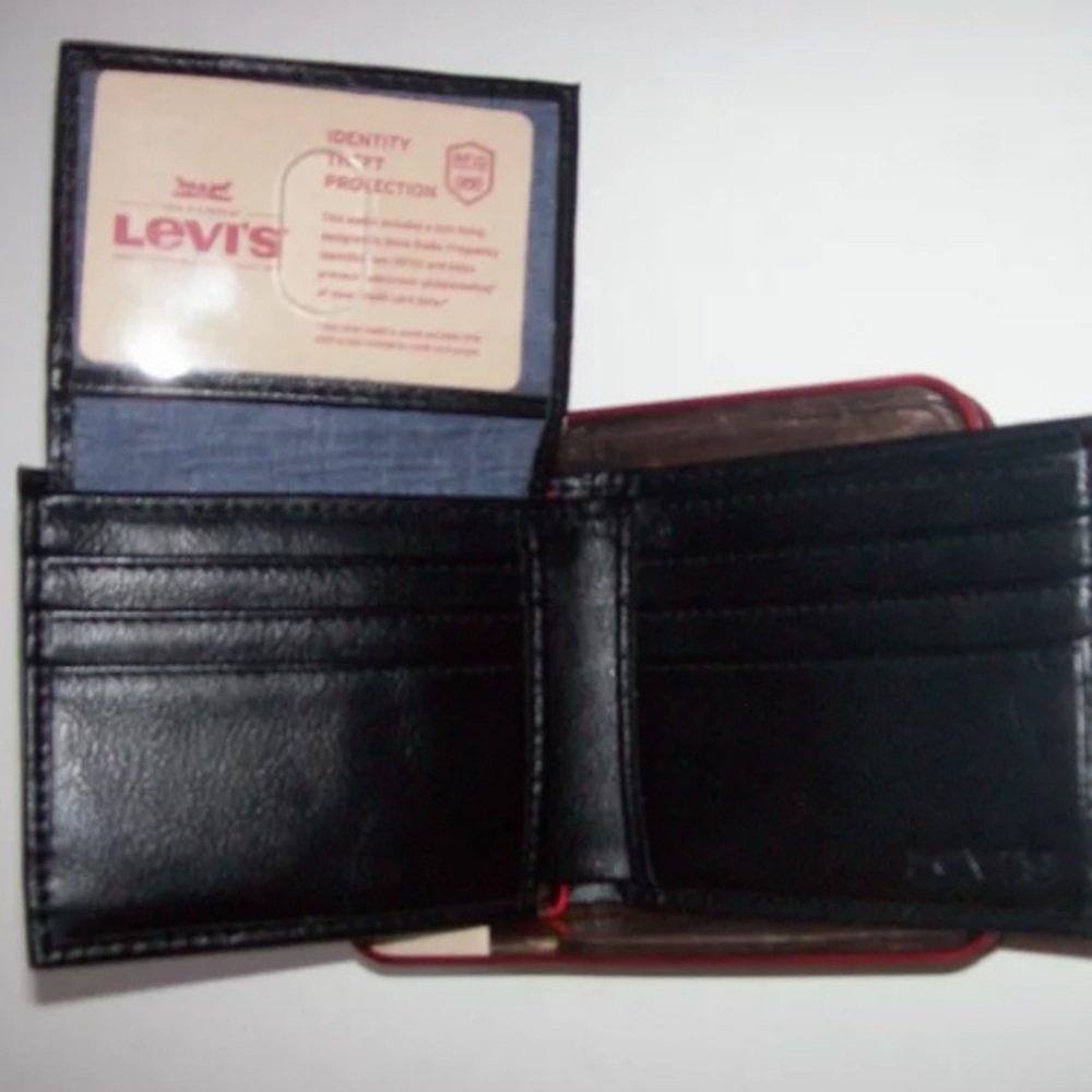 Levis Mens Rfid Credit Id Card Bifold Wallet Black Ne… - Gem